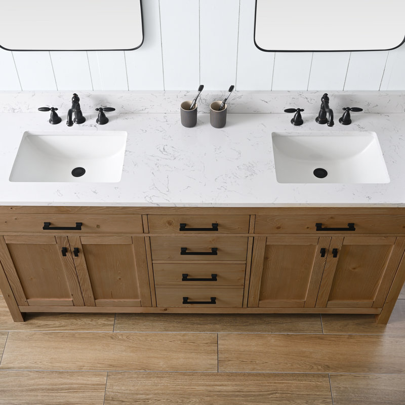 Wade Logan® Basima 72 Free Standing Double Bathroom Vanity With Blue